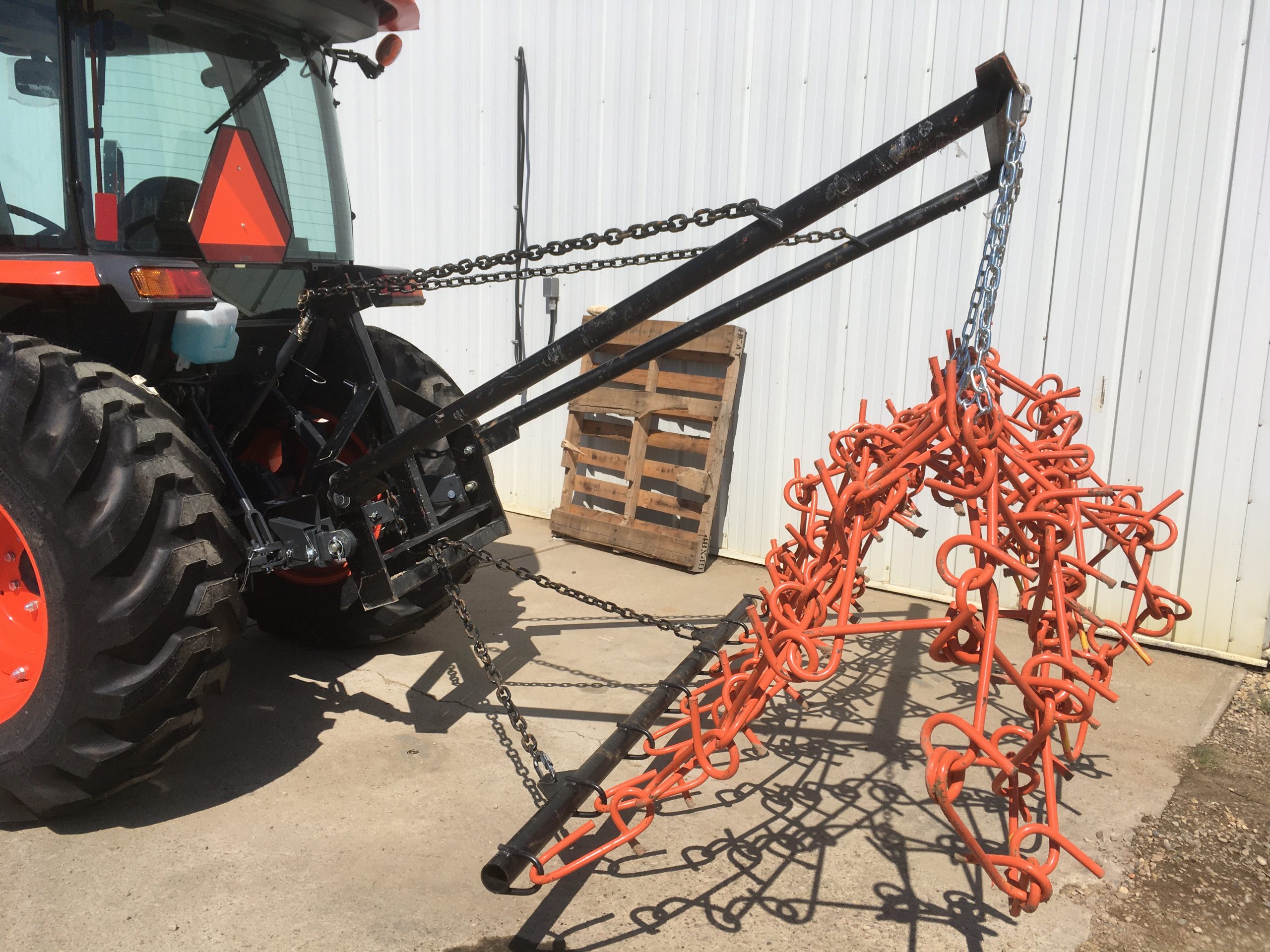 3pt hitch carrier and 9' TF9 Tram-Flex Harrow - 410 lbs. - Cline Agro